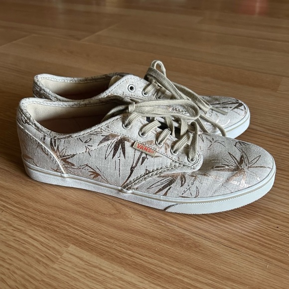 Vans | Shoes | Vans Gold Palm Leaf Low Top Sneakers Womens 7 | Poshmark